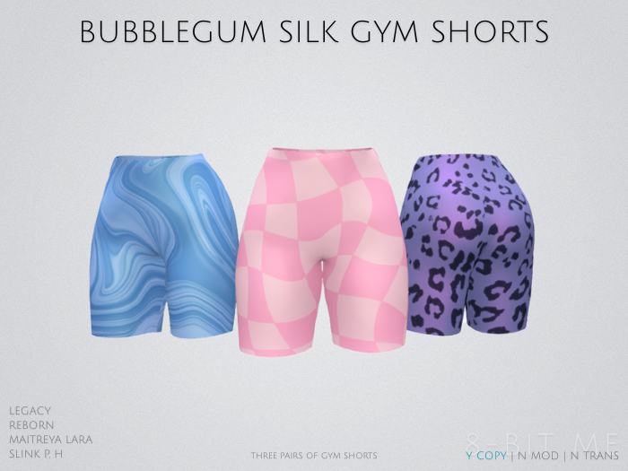 Second Life Marketplace - Bubblegum Silk Gym Shorts Package